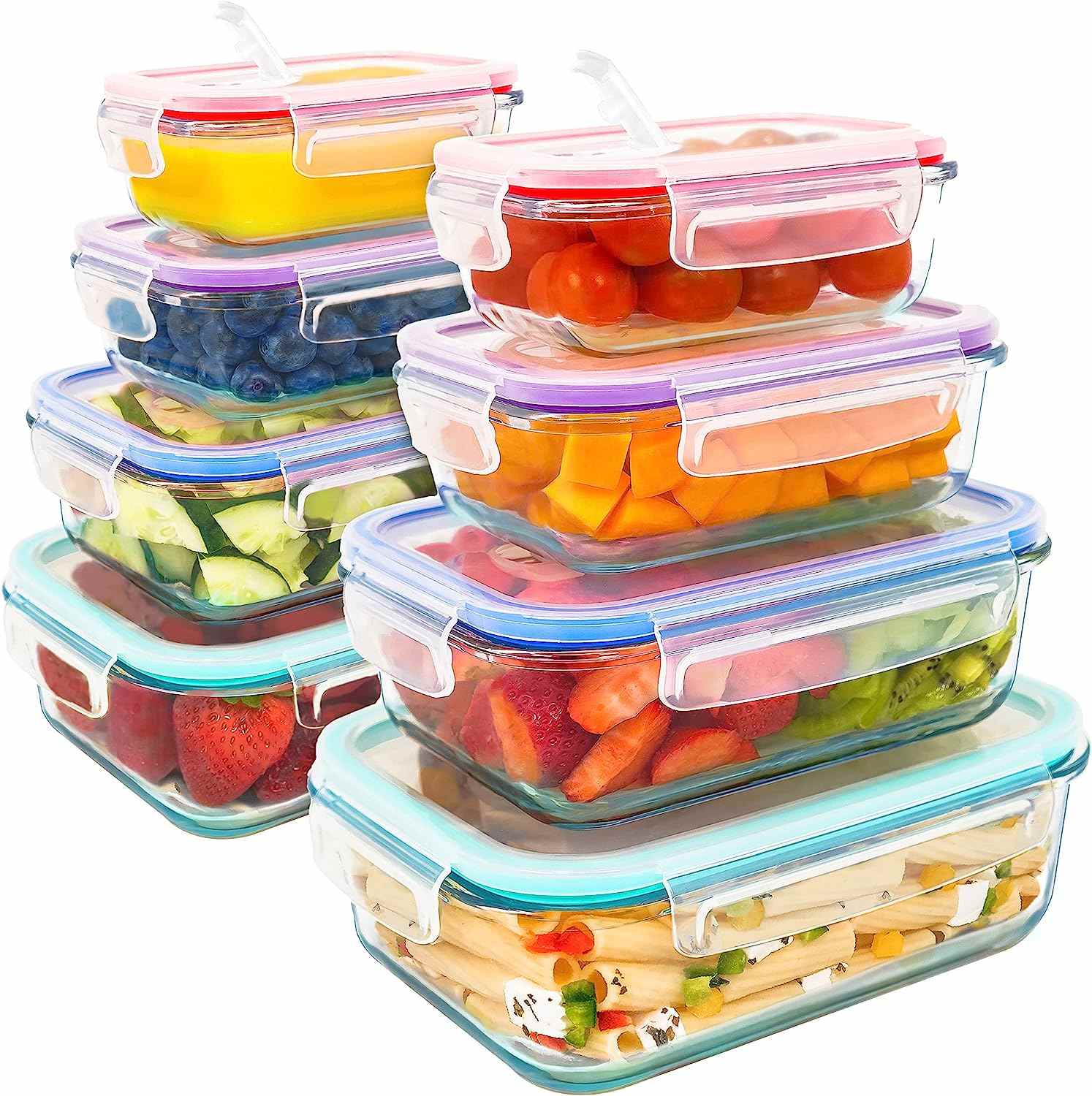 LG Luxury & Grace Pack 8 Tupper de Cristal. Tamaños Combinados (1,5+1+0 ...