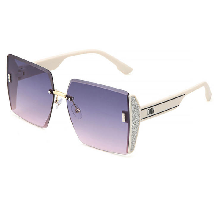 Gafas de sol elegantes sin marco Con montura negra y lentes grises ...