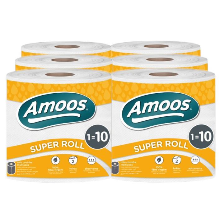 Papel Multiusos Cocina Super Roll Amoos 70m 2-capas PACK 6 | Miravia