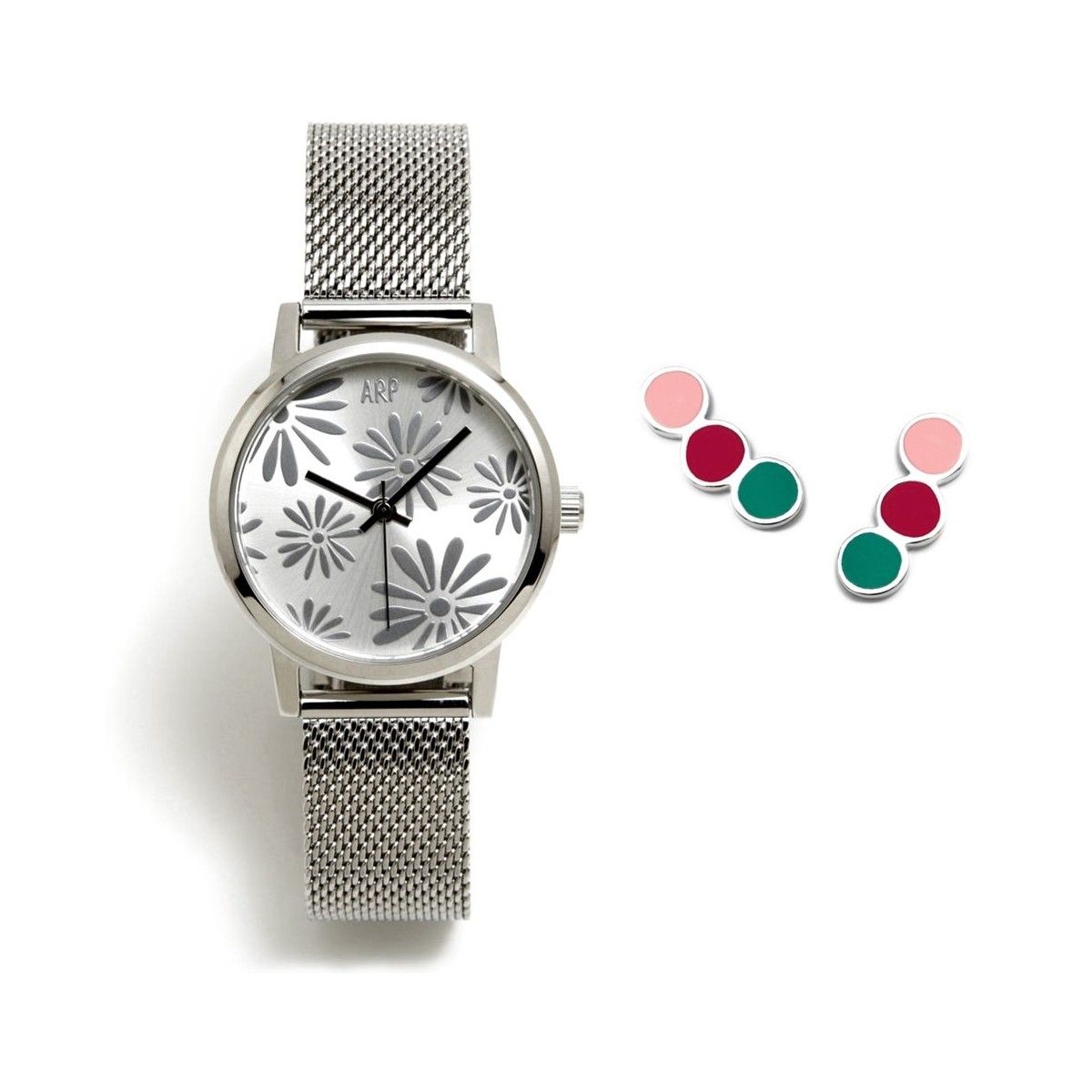 Juego Agatha Ruiz de la Prada reloj AGR261 plateado pendientes plata ...