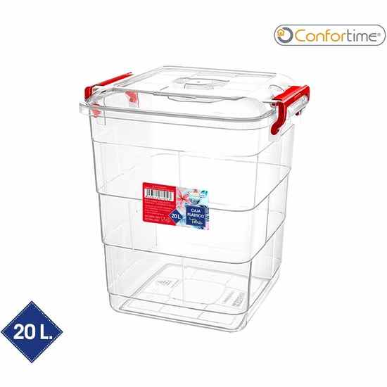 CAJA PLÁSTICO TRANSPARENTE TETRIS 20L CONFORTIME | Miravia