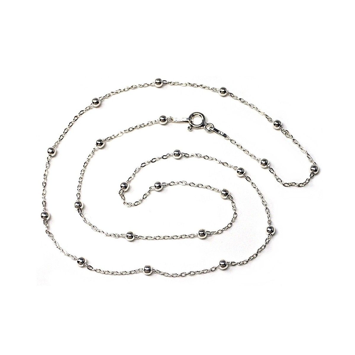Cadena plata Ley 925m lisa 45cm. combinada bolitas cadena cierre reasa ...