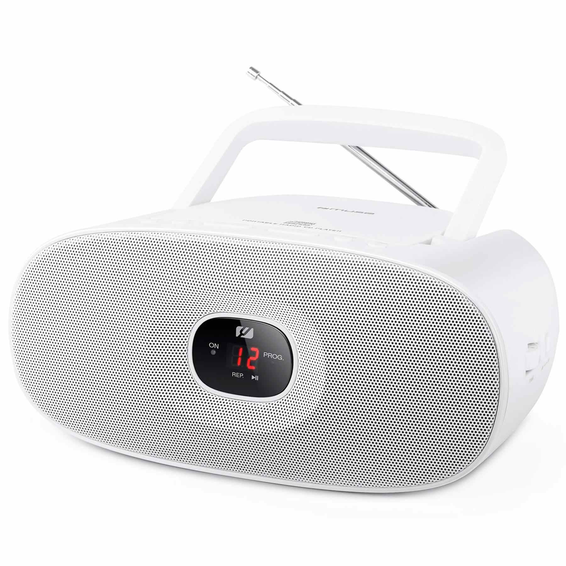 Muse md-202 rw blanco radio cd portátil cd-rw fm/am con altavoz ...
