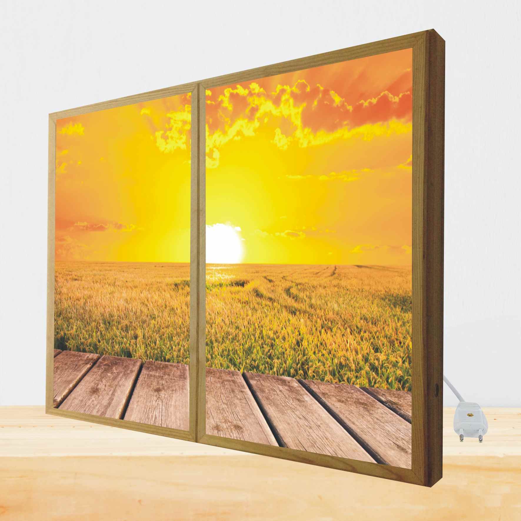 Ventana Falsa con Luz por la parte Frontal y Madera Pino Puesta de Sol ...