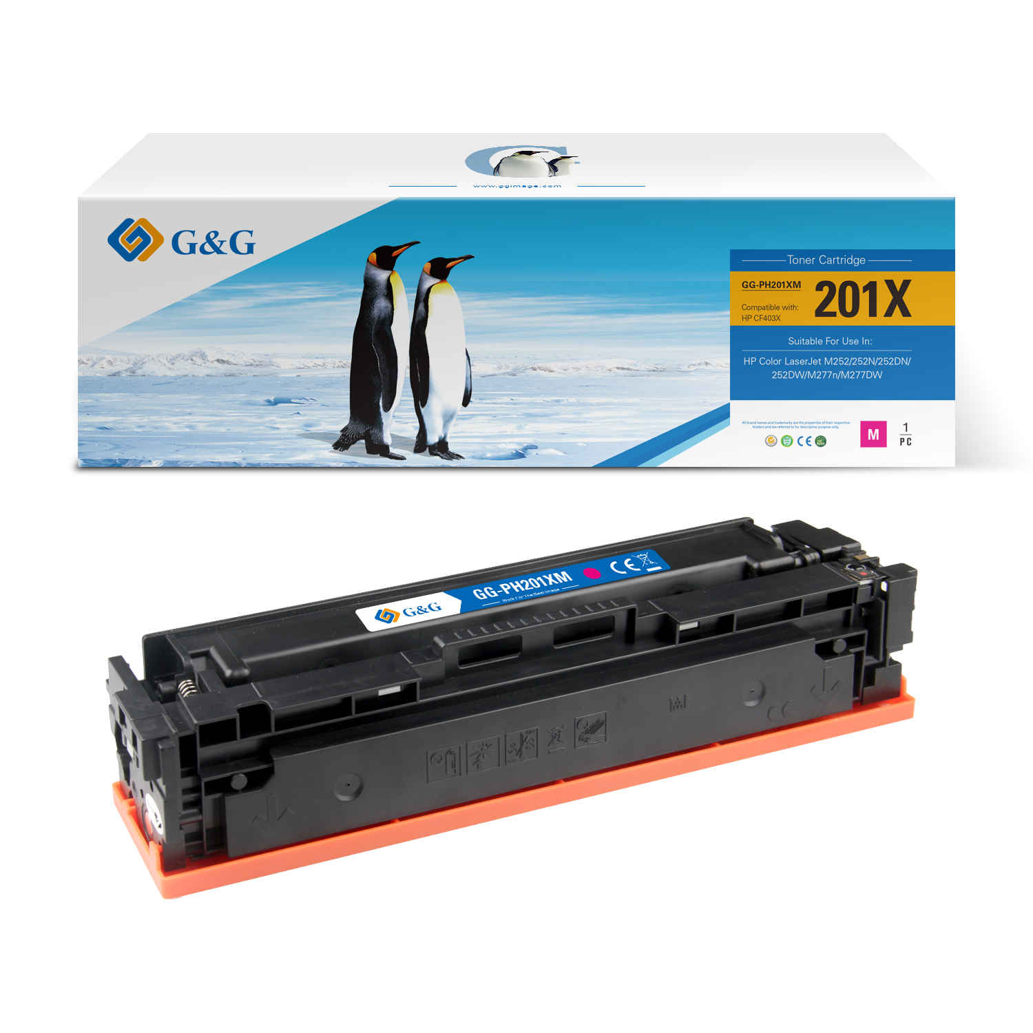 Compatible g&g hp cf403x / cf403a magenta cartucho de toner 201x / 201a ...