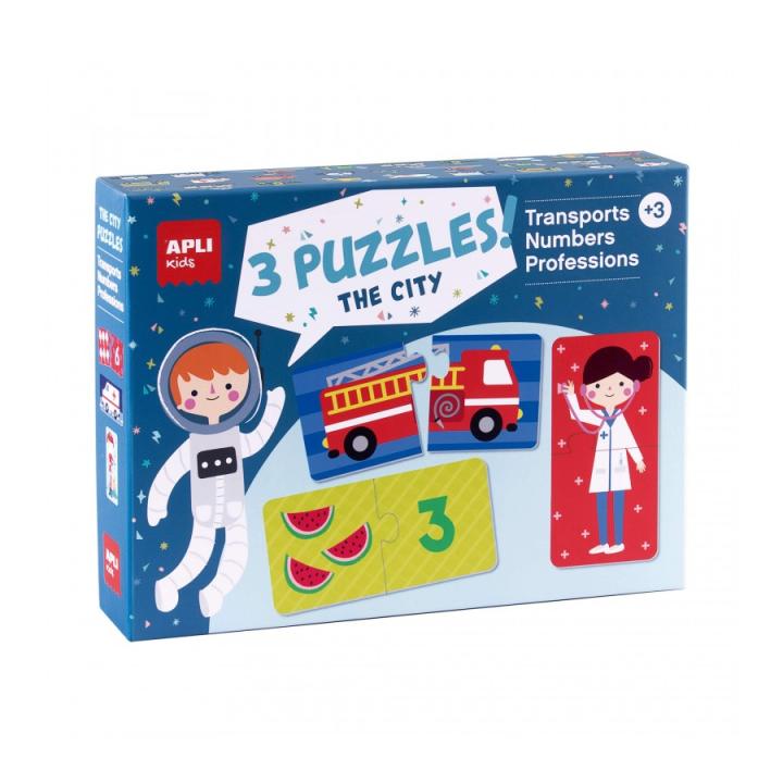 Apli Set de 3 Puzzles: Transporte, Profesiones y Numeros - 24 Piezas ...