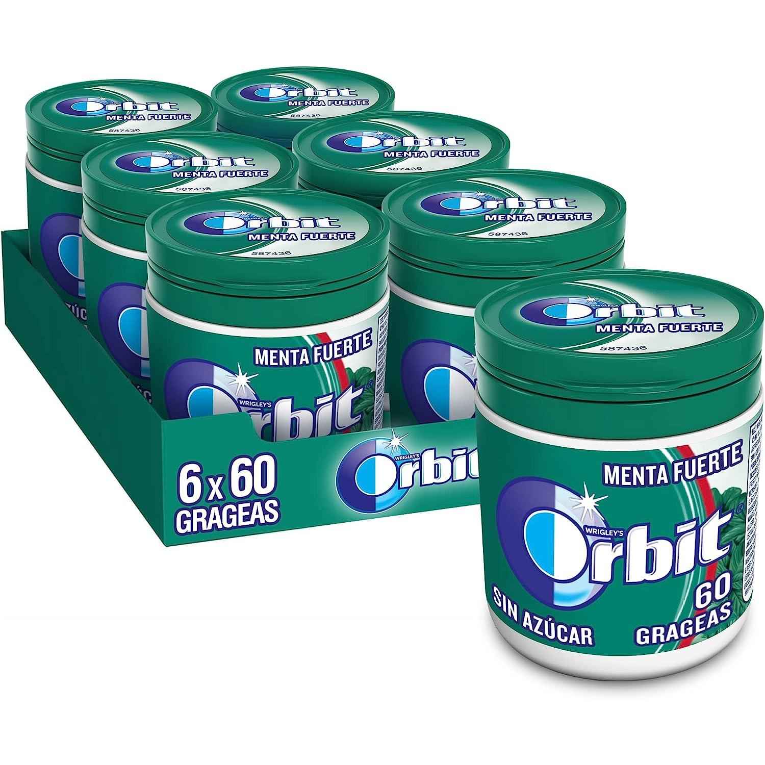 Orbit Bote de Chicles sin Azúcar, sabor Menta Fuerte. Intenso y de ...