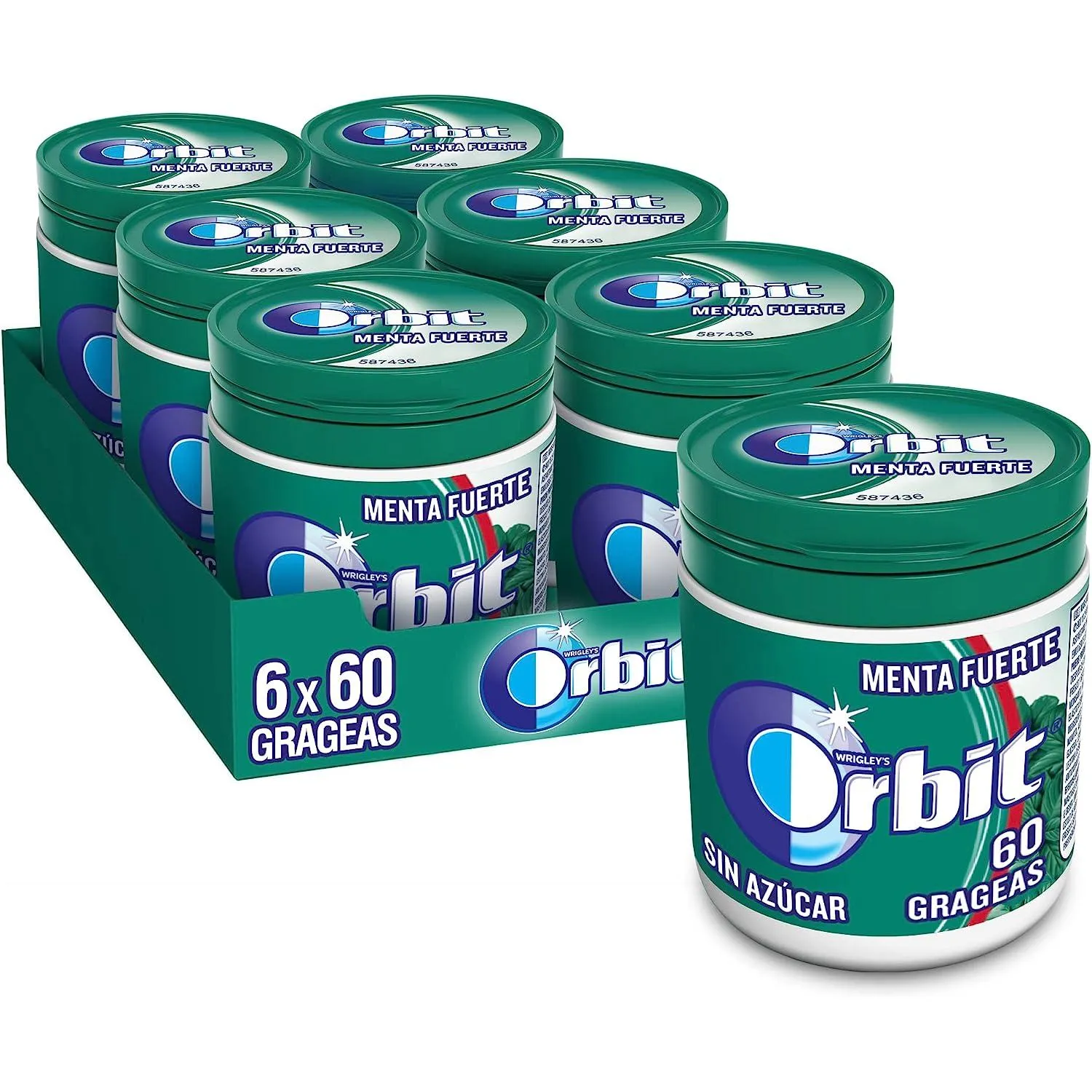 Orbit Bote de Chicles sin Azúcar, sabor Menta Fuerte. Intenso y de ...