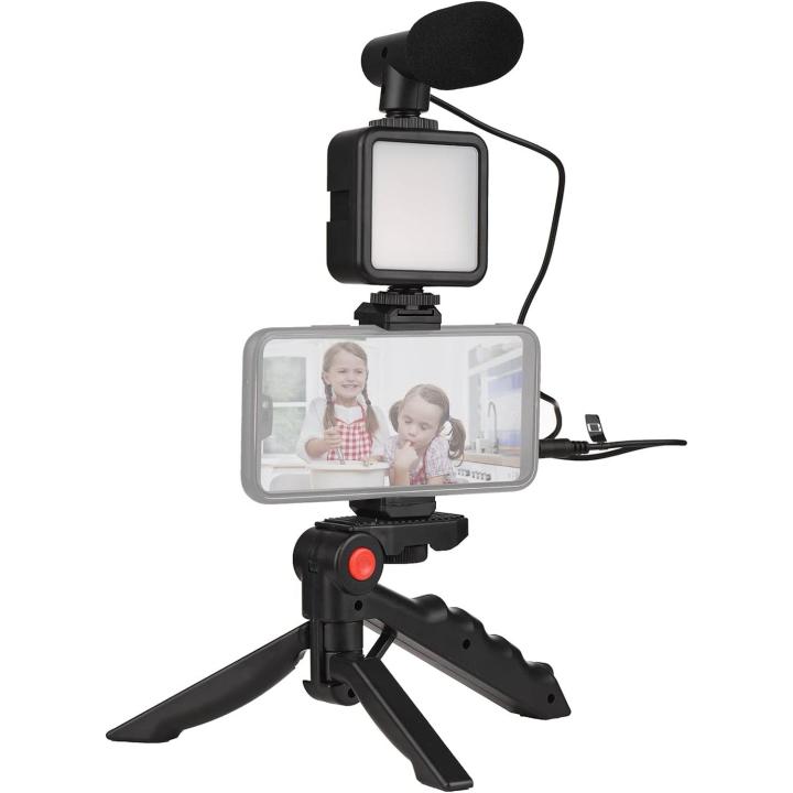 IPSDI Kit de Video para Smartphone con Micrófono, Luz LED, Soporte y ...