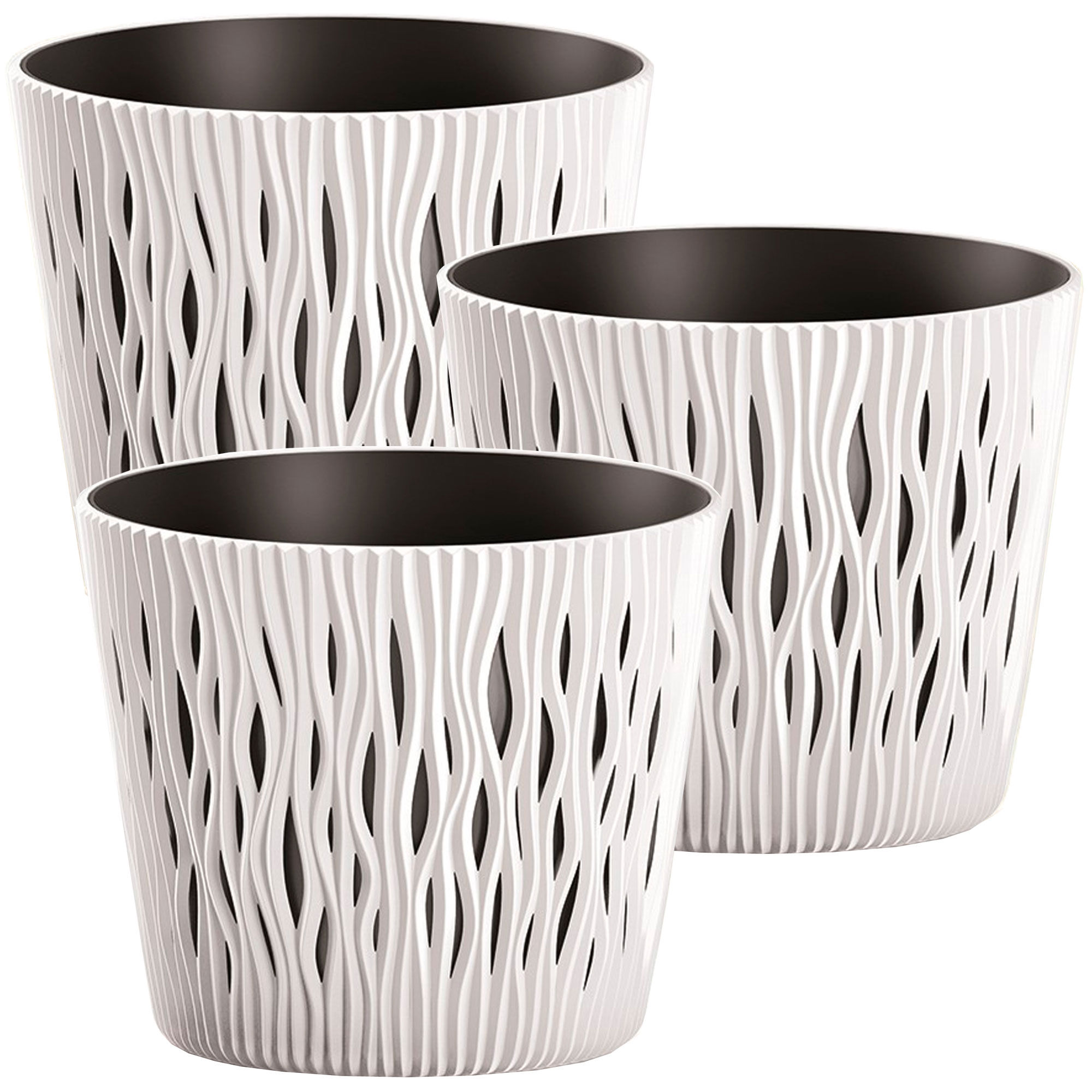 3x Maceta redonda de plastico Sandy Round en color blanco 18,9 (largo ...