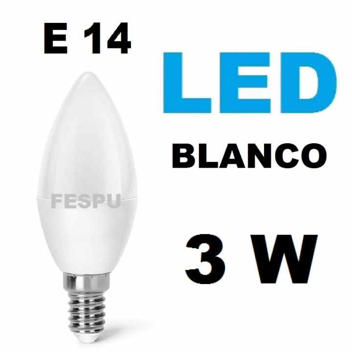 BOMBILLA LED,CASQUILLO PEQUEÑO E14 ,LUZ BLANCA, 3W, FORMA VELA ...