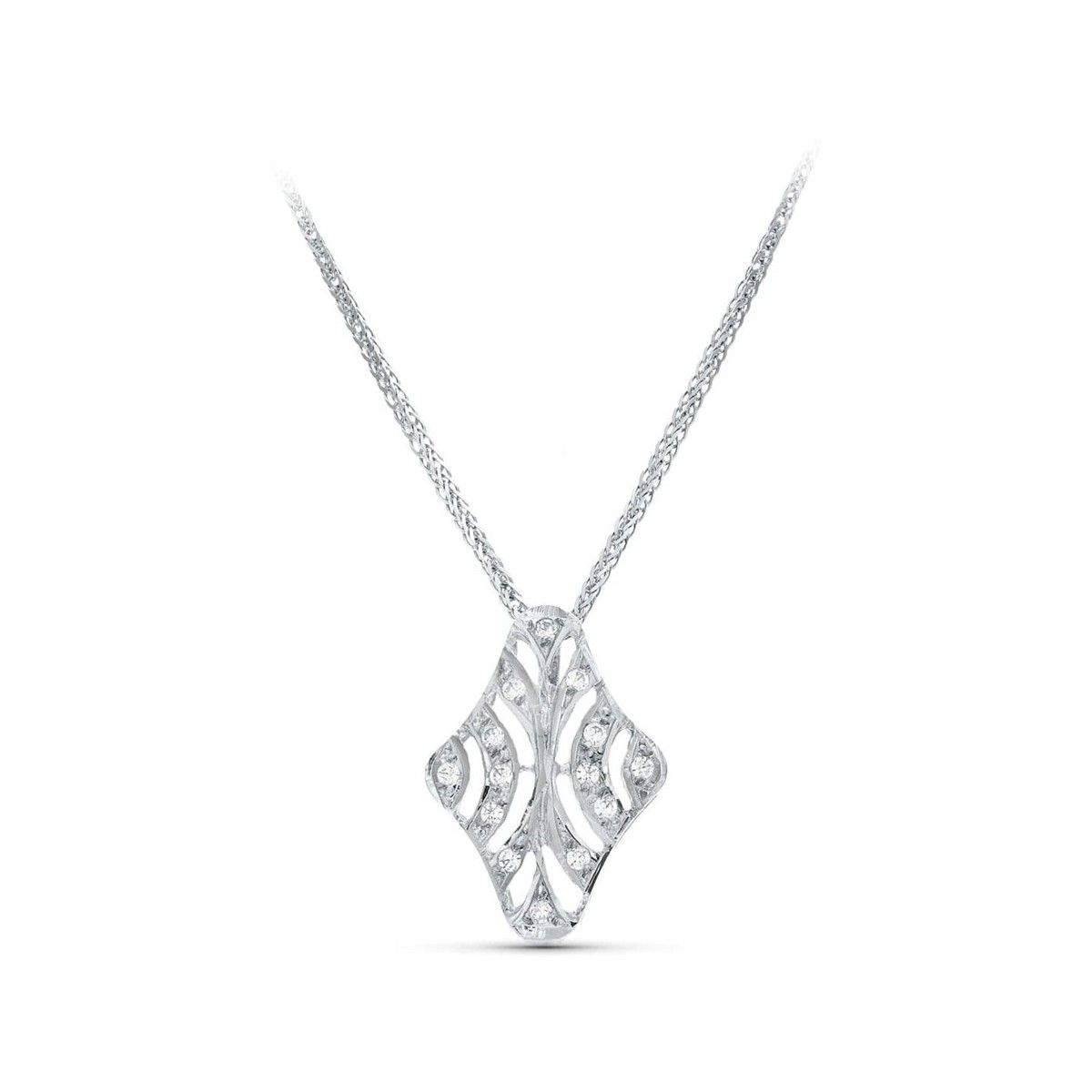 Gargantilla oro blanco 18k mujer colgante alargado circonitas formas ...