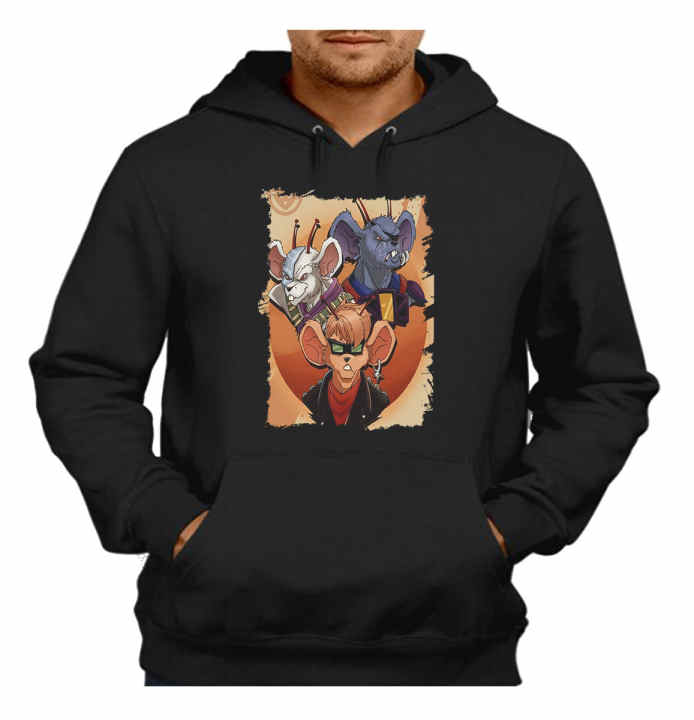 MERCHANDMANIA SUDADERA NEGRA CON CAPUCHA ratones motoristas personajes ...