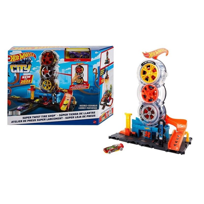 Hot Wheels City Super Twist Tire Shop Taller con Rueda Gigante Incluye ...