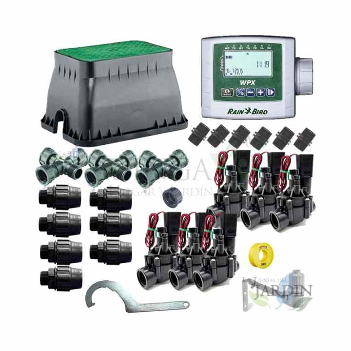 RAIN BIRD Kit profesional riego automático Rain Bird de 6 zonas 9v para ...