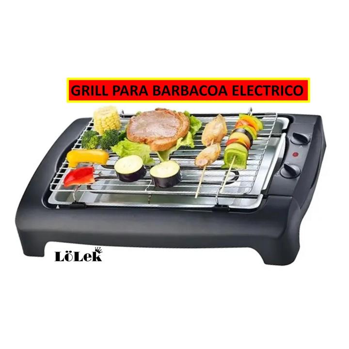 LoLek Grill Eléctrico para Barbacoa de 2200W con 2 Alturas de Rejilla ...