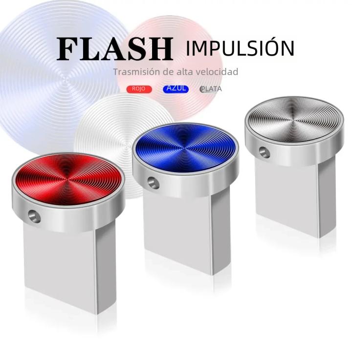 Mini unidad Flash USB con botón de Metal, memoria extraíble azul de ...