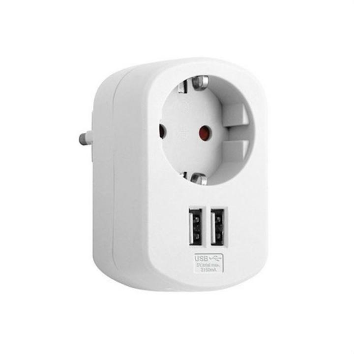 SIMON CL118154 | Adaptador combi 1 enchufe 16A 250V + 2 USB 3.15A BLANCO | Miravia