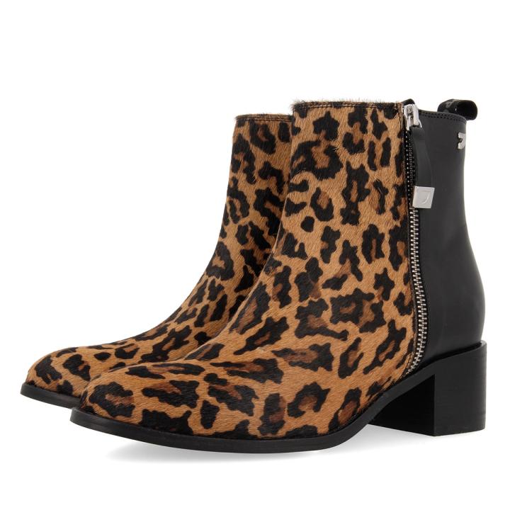 Botines Mujer Gioseppo de Piel de Leopardo con Cremallera Metálica ...