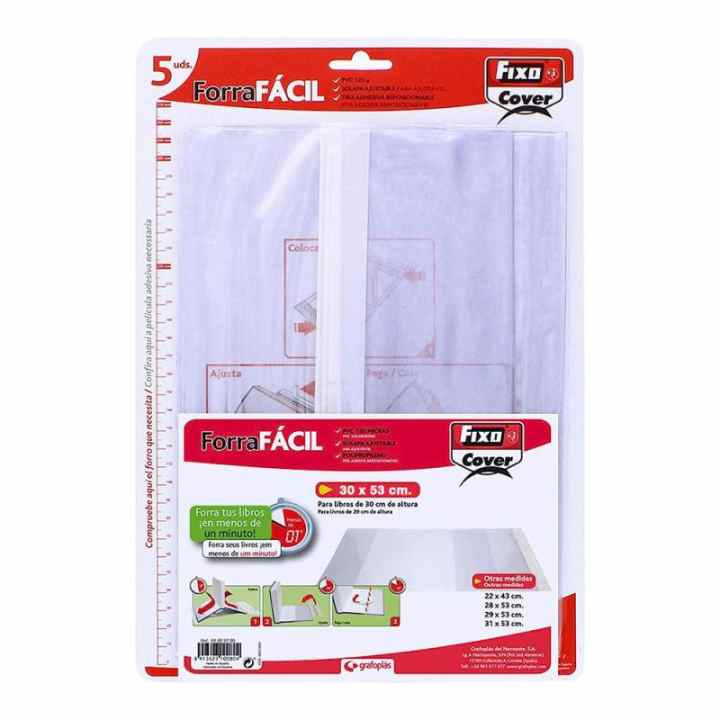 Pack con 5 forros para libros ajustables de pvc transparente 300x530mm ...
