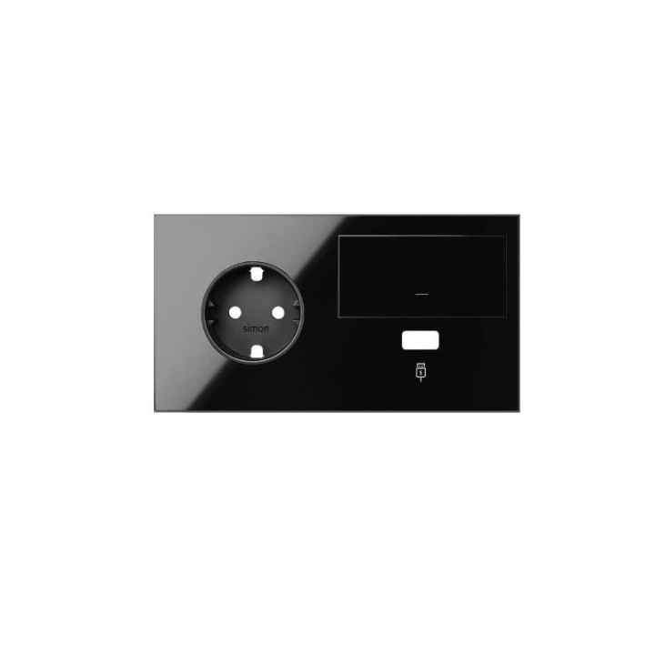 SIMON 100 - Kit frontal 2 elementos base+USB+tecla negro brillo ...