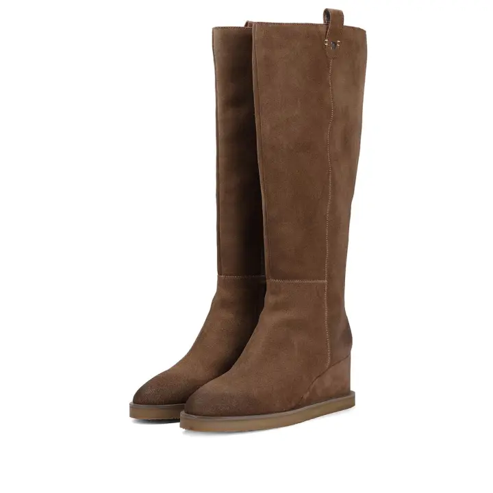 Bota Taupe de Serraje con Cuña para Mujer Brora - Gioseppo | Miravia
