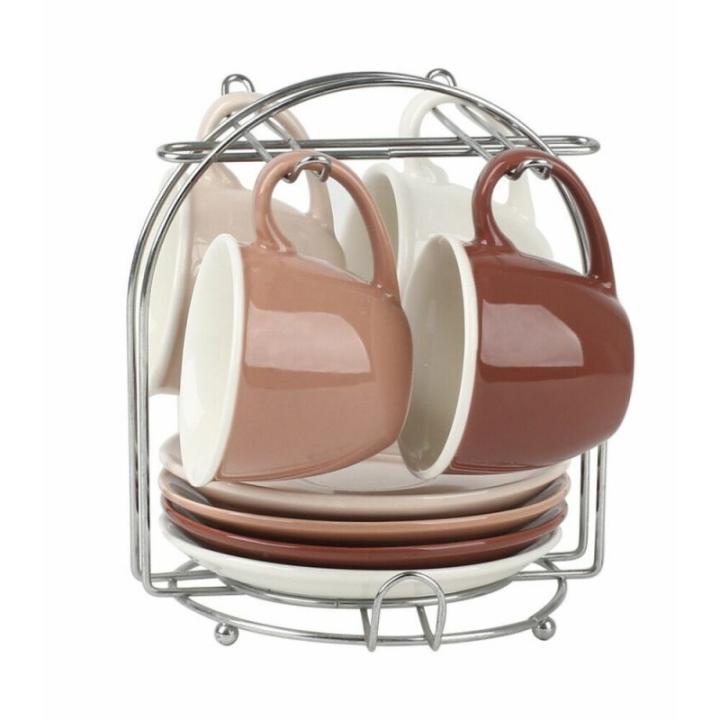 DKD Home Decor-Juego de Tazas de Café DKD Home Decor Marrón Beige Metal ...