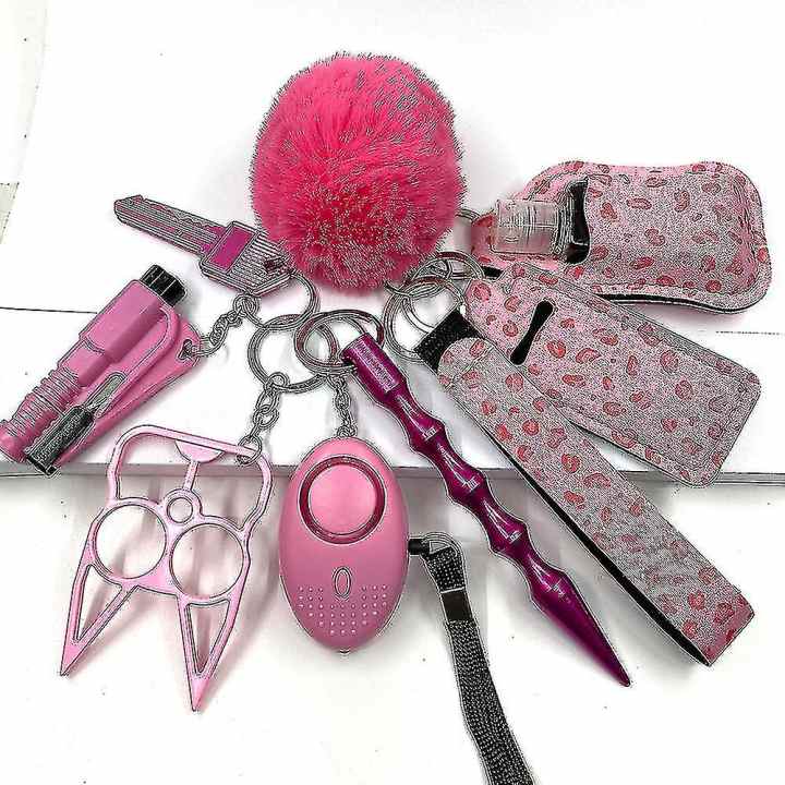 9pcs Chain For Self Defense Keychain Personal Security Alarm Cute Mini ...