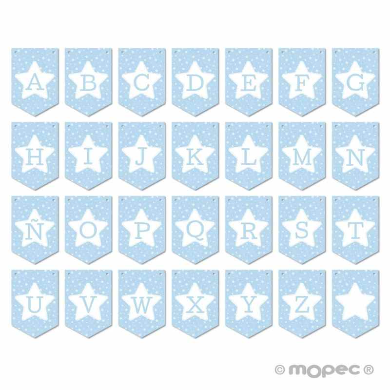 Banderola O azul con estrella para guirnalda 14,6x21,7cm | Miravia