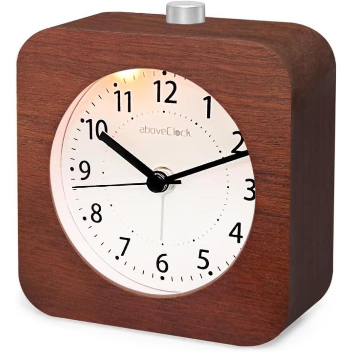 Wooden Morning Alarm Clock, Silent Non-Ticking Analog Alarm Clock ...
