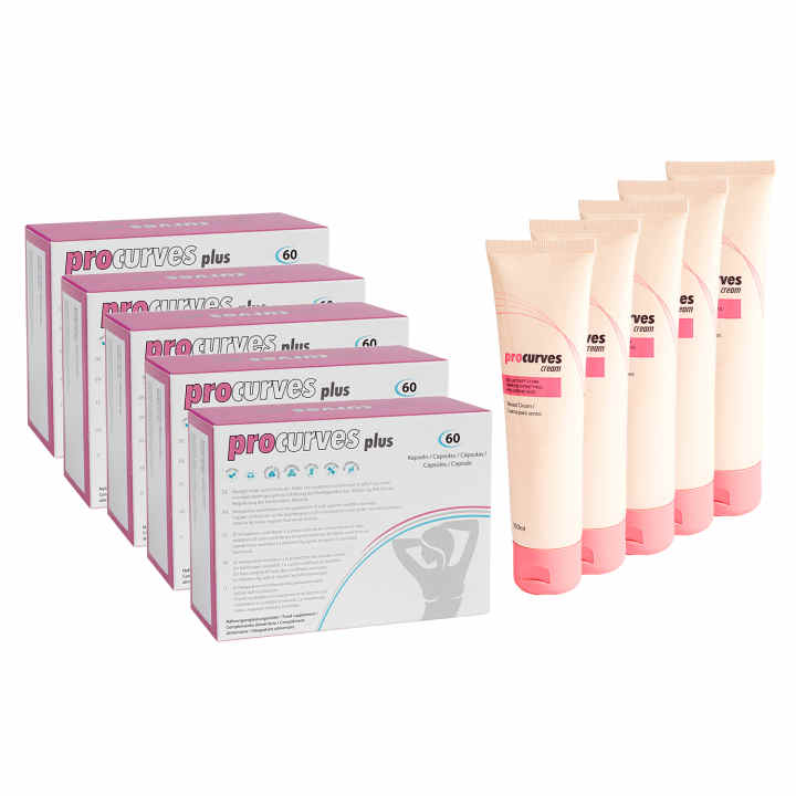 Pack 5 - Procurves Cápsulas y Crema para Aumentar el Pecho y ...