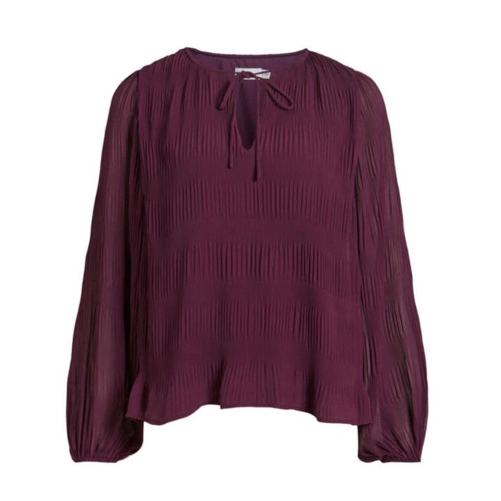Blusa Vila Coraline granate plisada corte holgado para mujer | Miravia