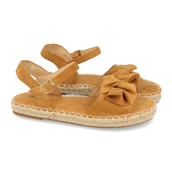 Davinia Shoes Sandalia plana de yute casual con lazo y pulsera ...