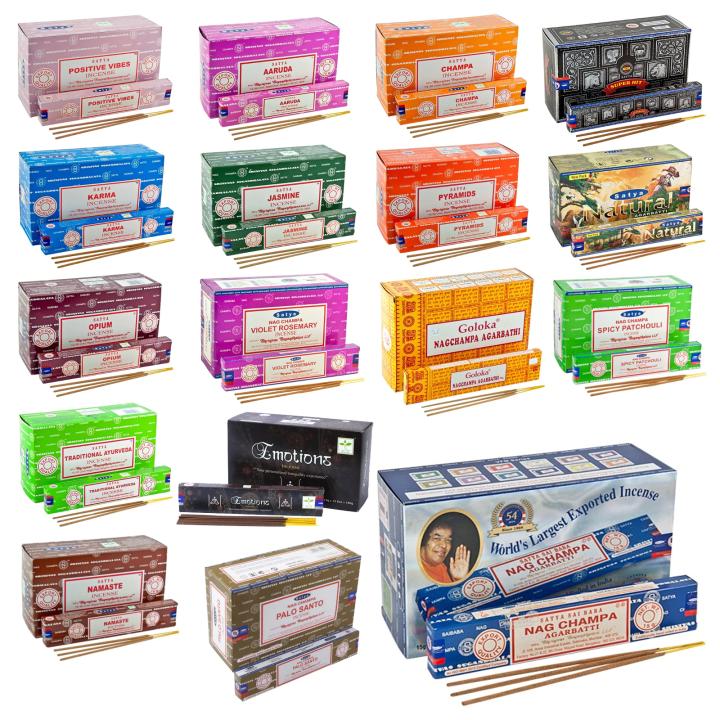 Incienso Satya Nag Champa, Goloka, Super Hit, Natural, Rose, Namaste ...