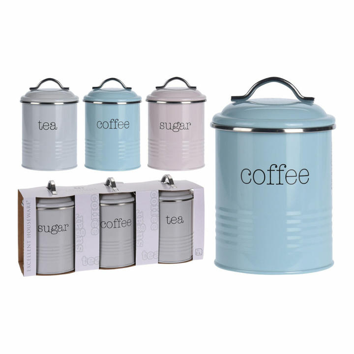 Set de 3 Botes Excellent Houseware Café Azúcar Té 800 ml 11 x 16 cm ...