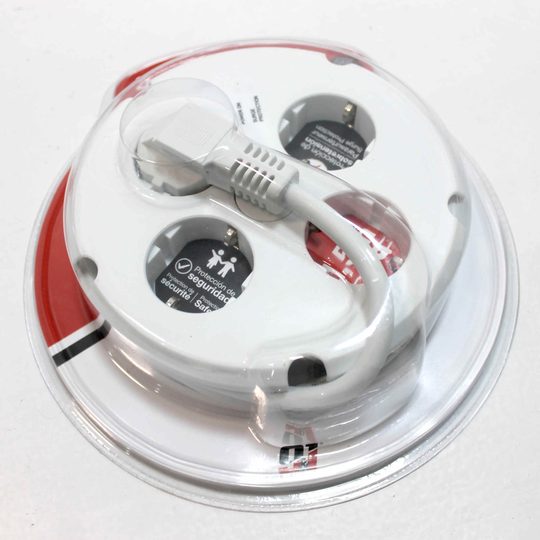 Regleta enchufe / Base 4 enchufes / tomas Schuko Protección contra sobretensiones Con botón ...