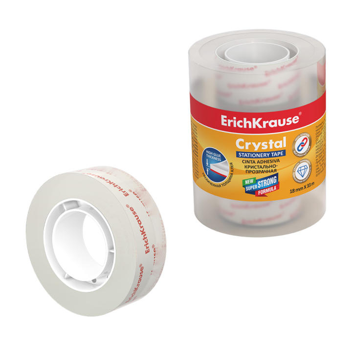 Erichkrause pack de 4 cintas adhesivas crystal - 18mmx33m ...