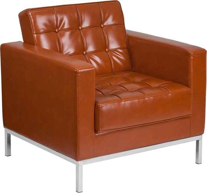 Sillón FLOR, piel regenerada marrón cogñac | Miravia