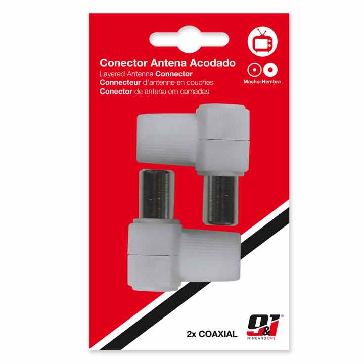 Nine&One - Kit Conector Antena TV Macho/Hembra, Acodado, Blanco | Miravia