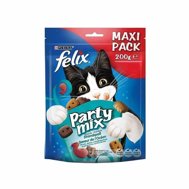 Felix Snacks Para Gatos Party Mix Ocean Maxipack Con Salmón Y Trucha ...