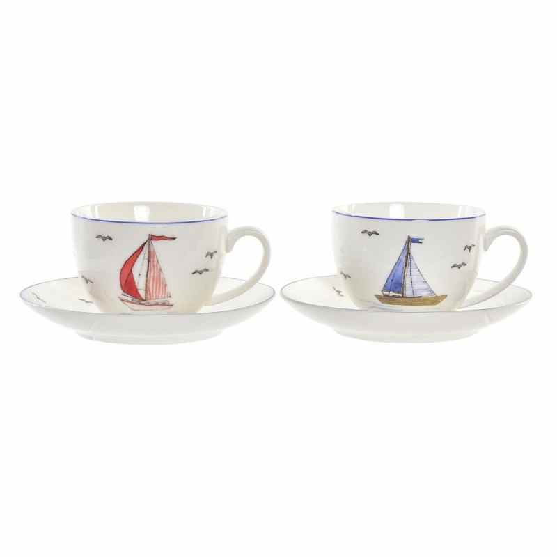DKD Home Decor-Juego de Tazas de Café DKD Home Decor Veleros Porcelana ...