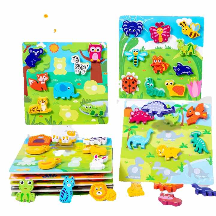 Rompecabezas 3D de transporte de animales para niños, Velcro, frutas de ...