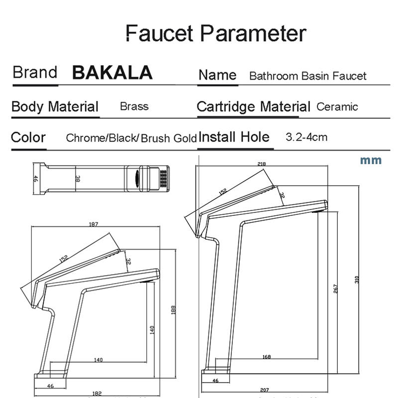 BAKALA-grifo para lavabo de baño, mezclador de agua fría y caliente ...