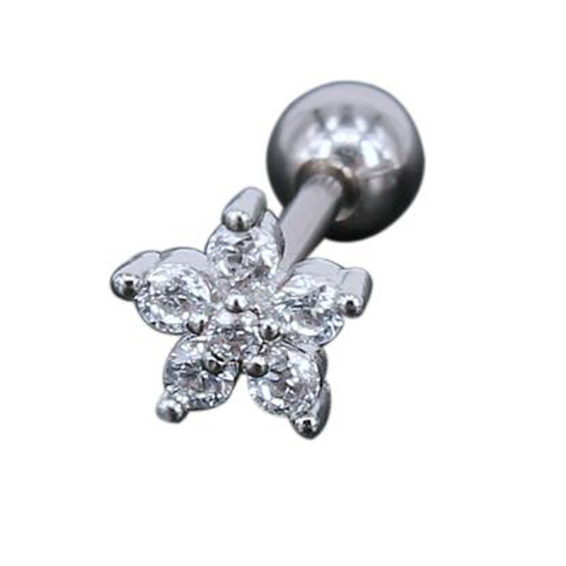 Pendiente de tuerca con forma de flor clásica para mujer, piercing para ...