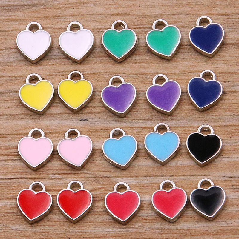 Colgante de Metal con forma de corazón y rodio para mujer, colgante de esmalte de aceite goteo ...