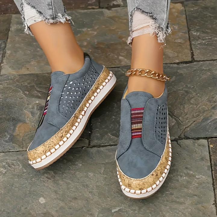 Mocasines informales sin cordones para mujer, zapatillas cómodas de punta redonda, suela suave ...