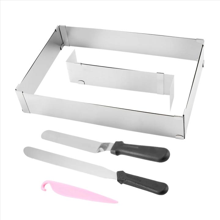 Molde cuadrado ajustable para hornear, marco Rectangular extensible para pastel/Pizza, anillo ...