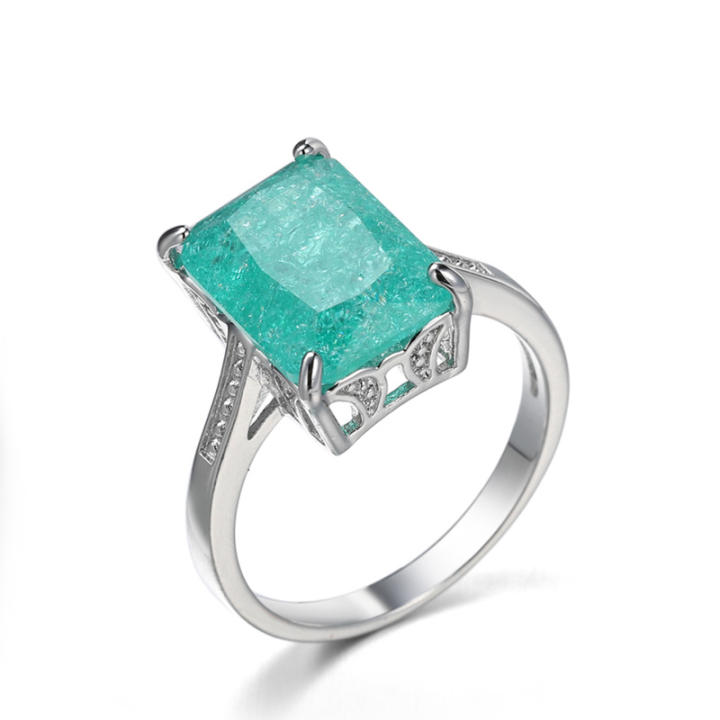 Anillo de circón verde grande de lujo, accesorios de decoración de mano ...