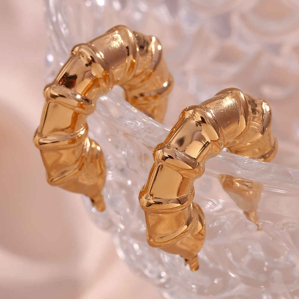 E.B.belle-anillos de eje de 18K para mujer, aro de acero inoxidable ...