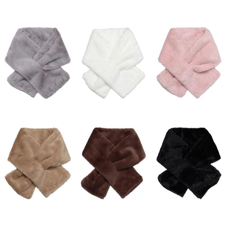 Bufanda cruzada de piel sintética de conejo para mujer, chal elegante ...